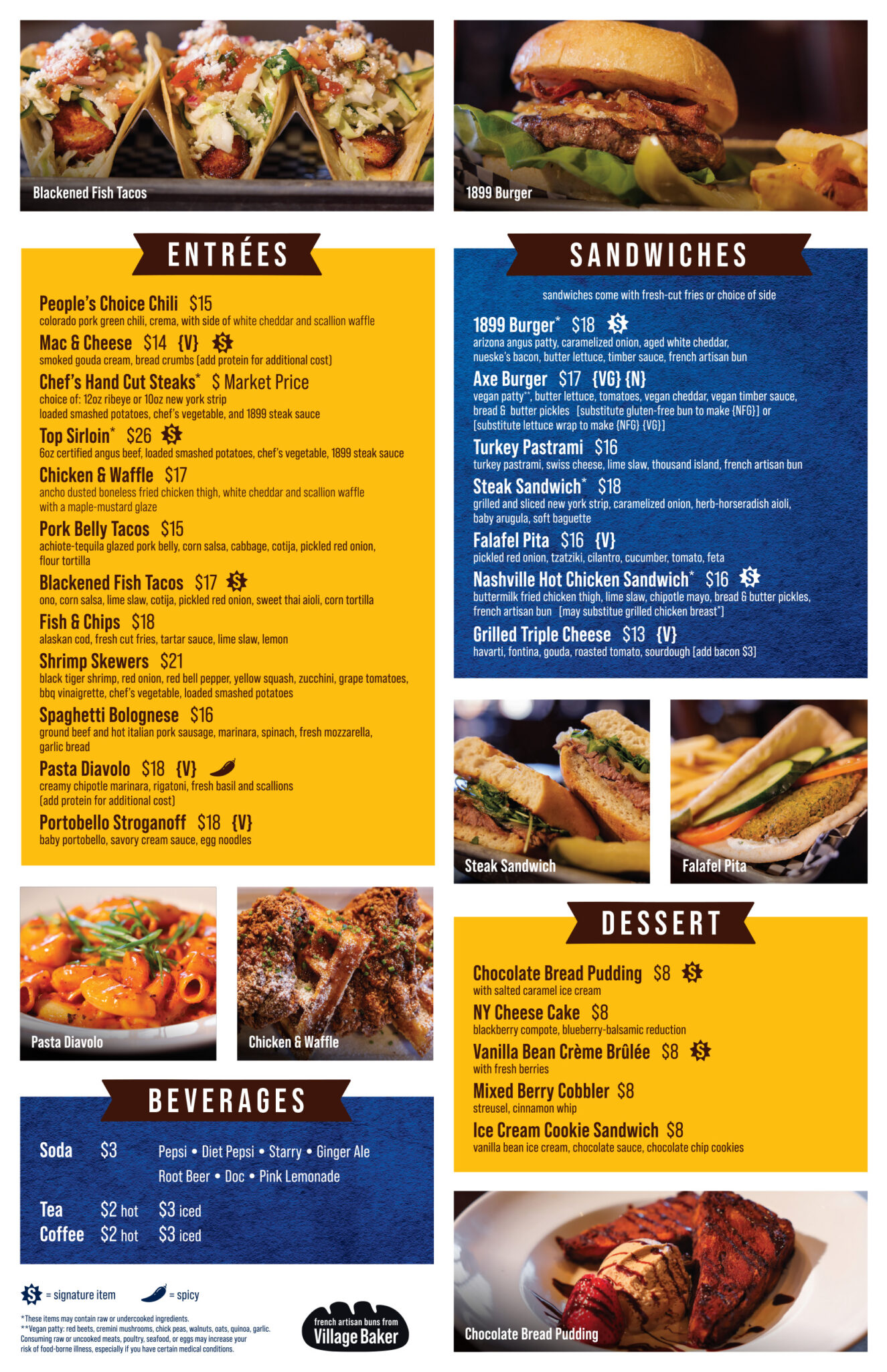 1899 Bar and Grill | Main Menu