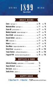 1899 Bar and Grill | Flagstaff – Drink Menu
